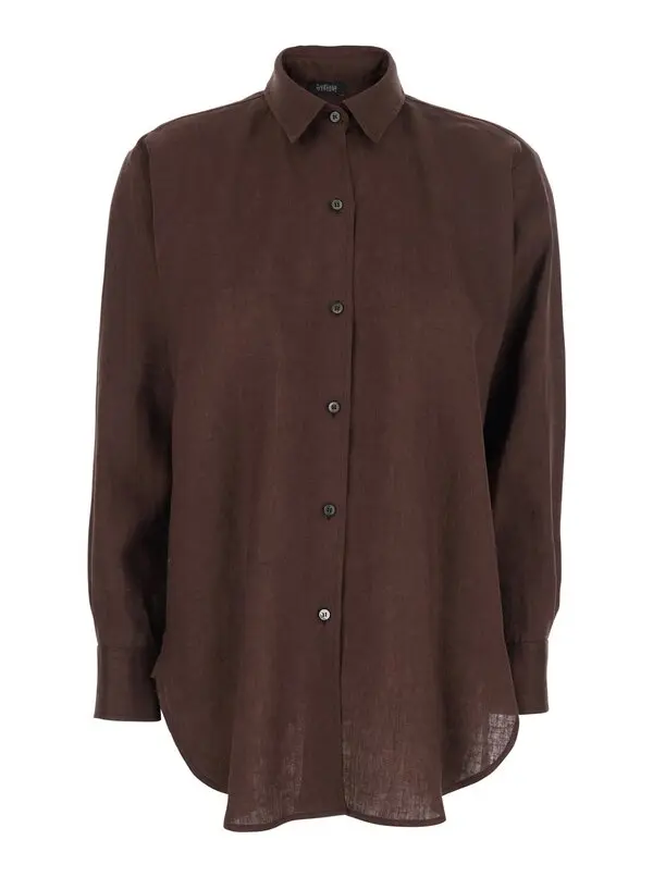 LEPLAIN Linen Shirt With Classic Collar And Button Closure