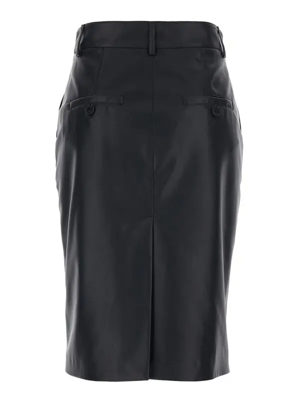 LEPLAIN Black Skirt With Hidden Closure On The Front In Ecoleather
