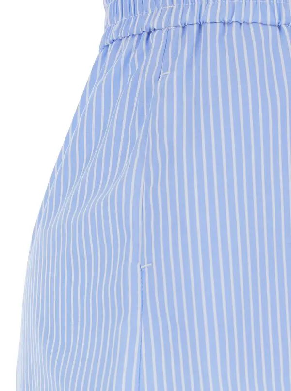 LEPLAIN Light Blue Shorts With Striped Motif In Cotton Blend