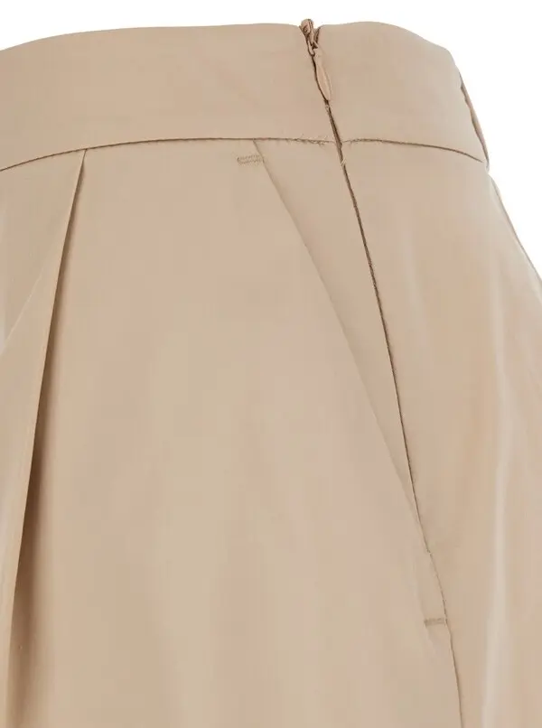 LEPLAIN Beige Shorts With Semi-elasticated Waist And Side Closure In Cotton Blend