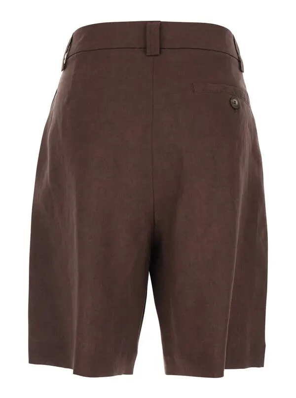 LEPLAIN Linen Front Pleated Shorts For
