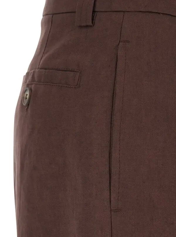 LEPLAIN Linen Front Pleated Shorts For