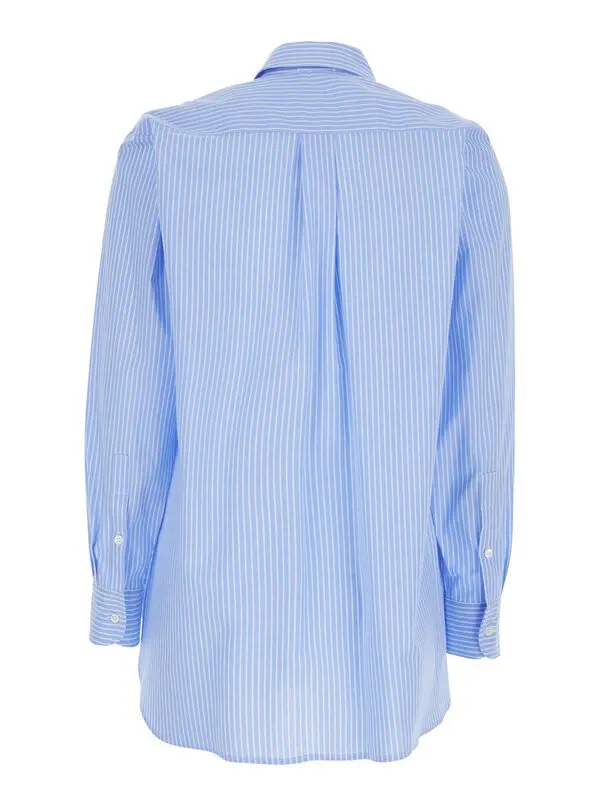 LEPLAIN Blue Striped Shirt With Classic Collar For