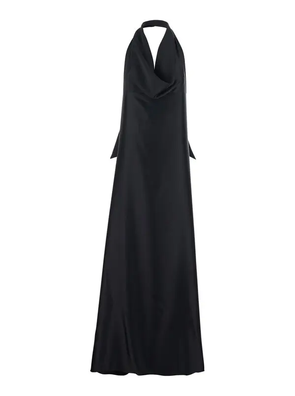 LEPLAIN Long Dress With Halterneck And Open Back In Fabric - Black