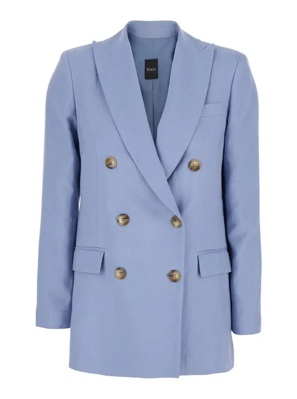 LEPLAIN Double-breasted Jacket With Notched Revers In Linen For