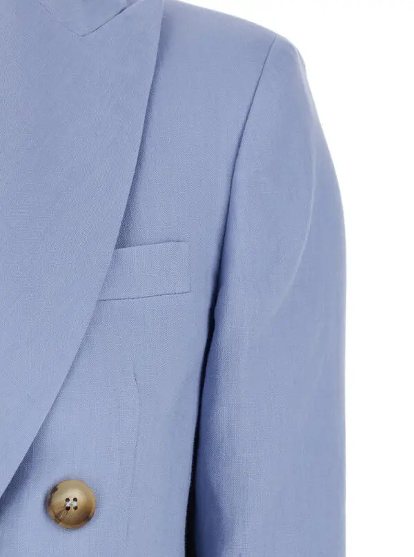 LEPLAIN Double-breasted Jacket With Notched Revers In Linen For