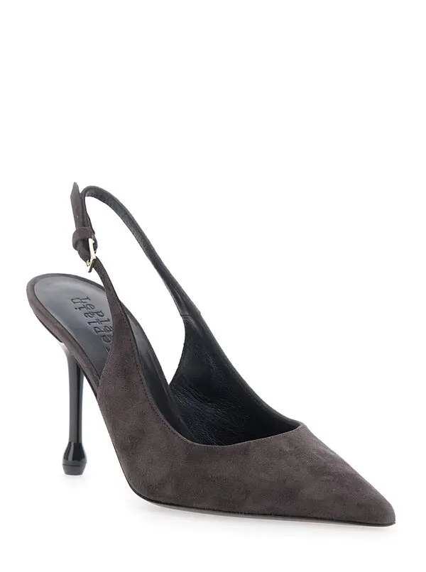 LEPLAIN Pointed Toe Heels With Adjustable Strap In Suede For