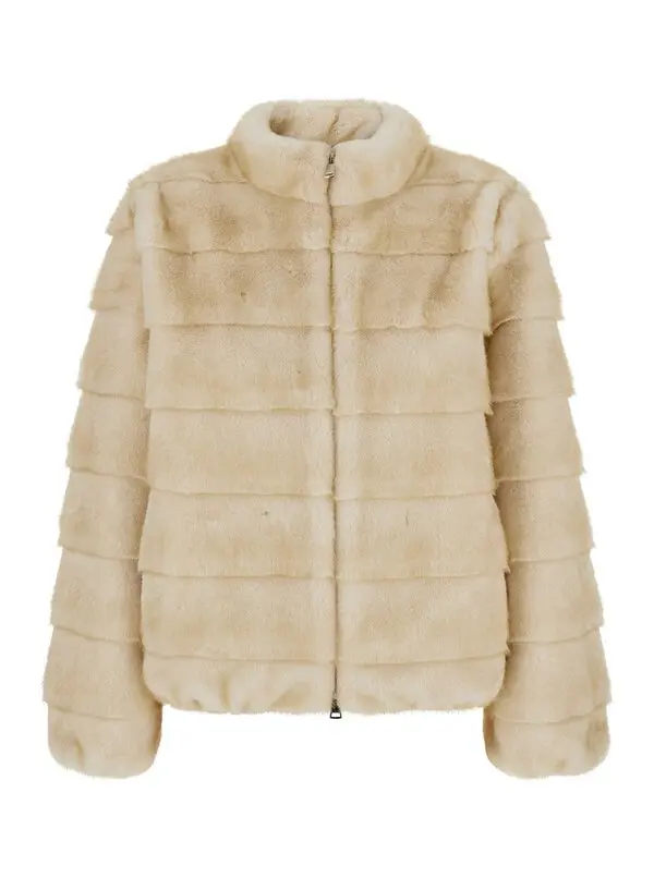 LEPLAIN Beige Shearling With Raised Collar In Eco-fur For - Cream