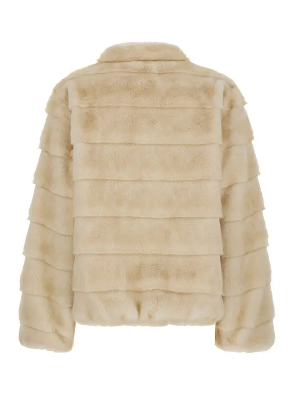 LEPLAIN Beige Shearling With Raised Collar In Eco-fur For