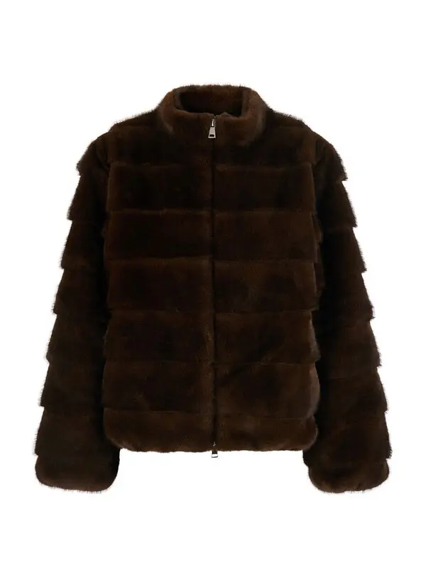 LEPLAIN Shearling With Raised Collar In Eco-fur For