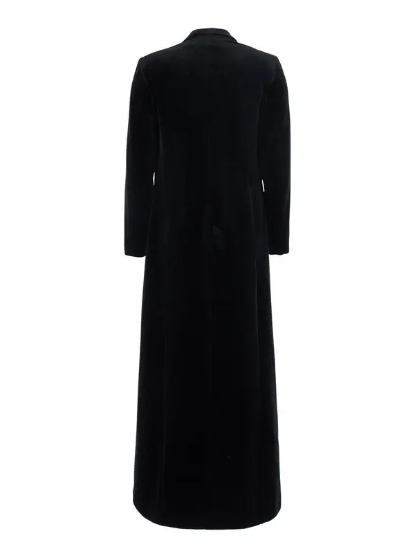 LEPLAIN Long Double-breasted Coat With Peak Revers In Velvet For