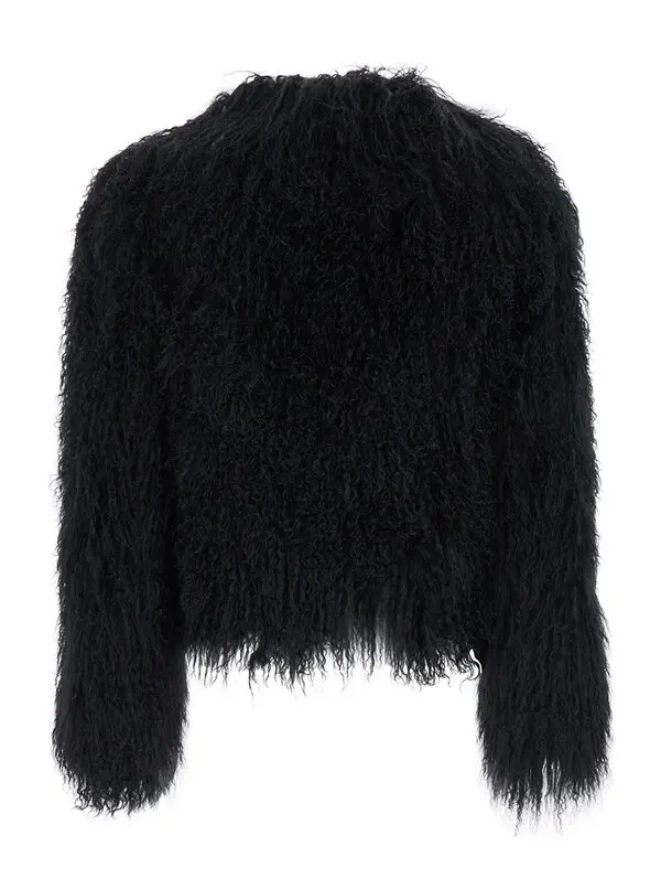 LEPLAIN Short Jacket In Tibet Fur With High Collar And Long Sleeves In For