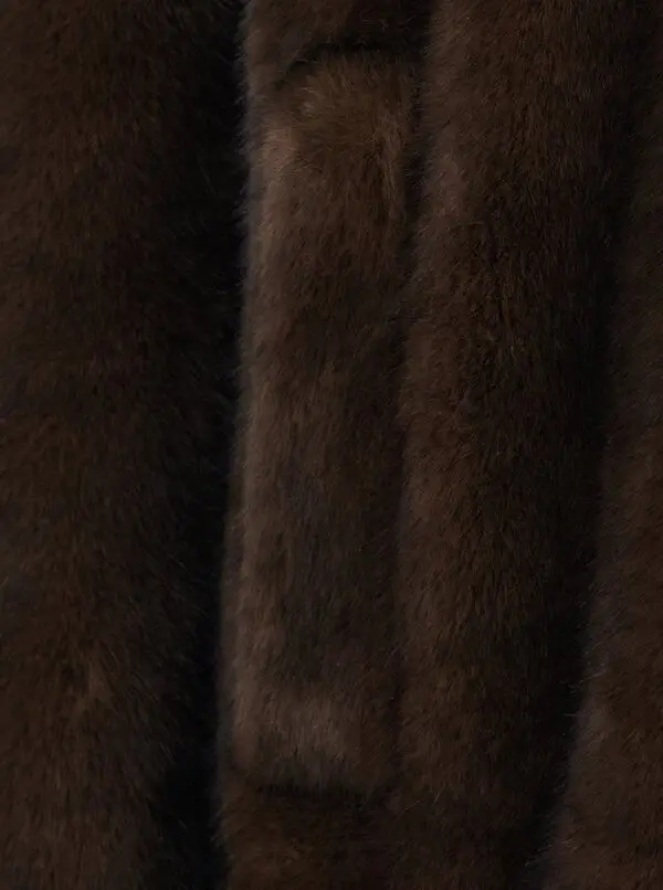 LEPLAIN Shearling With Zip Closure And Drawstring Hood In Eco-fur For