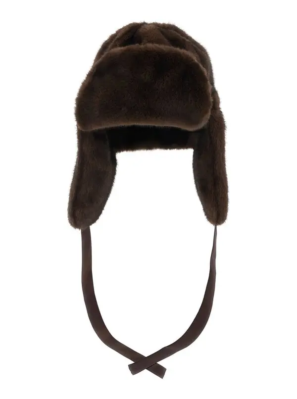 LEPLAIN Beanie With Adjustable Drawstring In Fur For