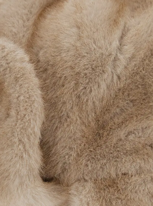 LEPLAIN Beige Beanie With Adjustable Drawstring In Fur For
