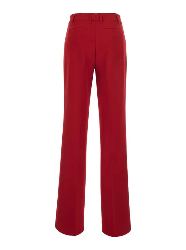 LEPLAIN Red High-waisted Pants With Two Welt Pockets On The Back In Fabric For