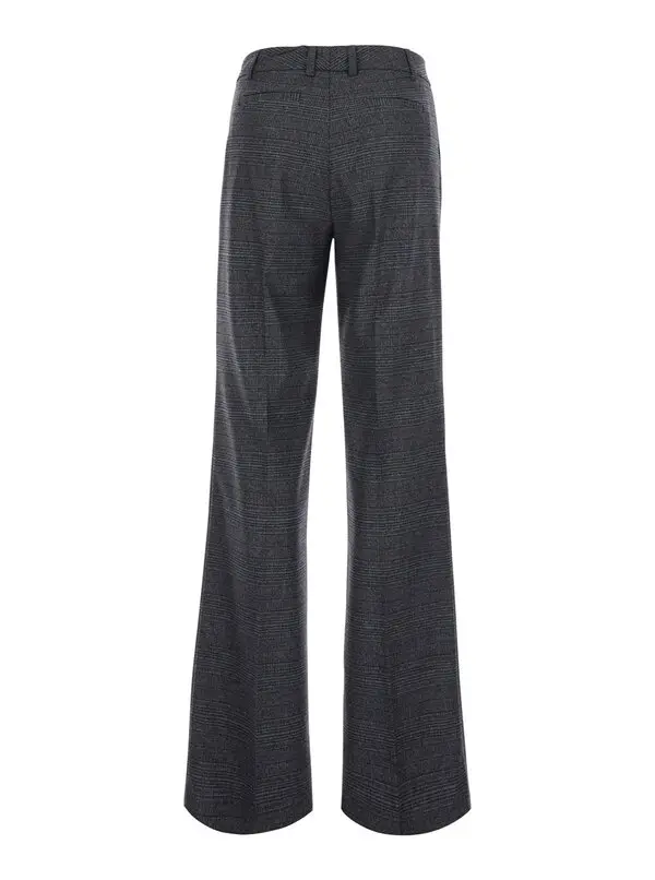 LEPLAIN Grey Pants With Check Motif All-over In Fabric For