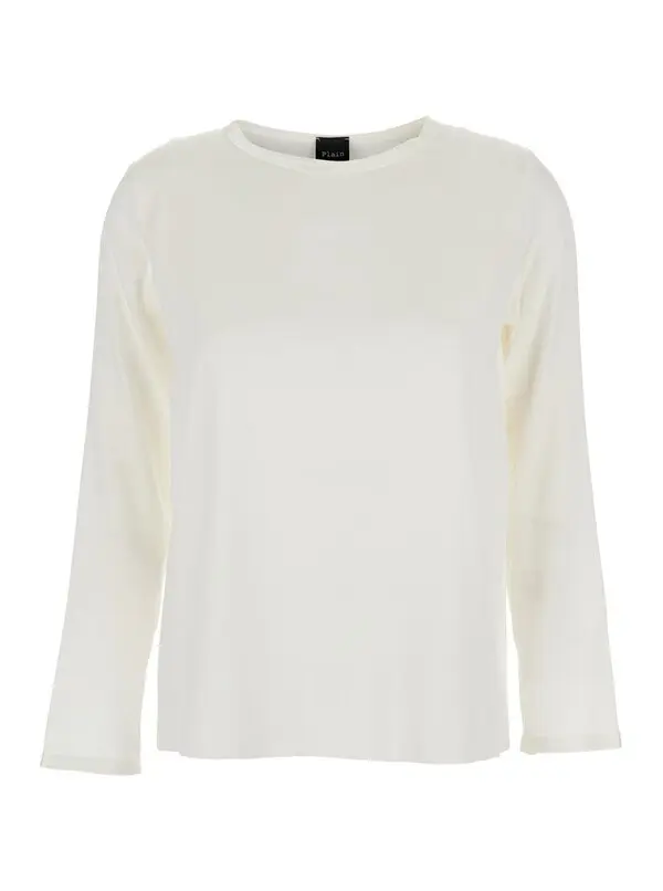 LEPLAIN Silk Blouse With Round Neck And Long Sleeves