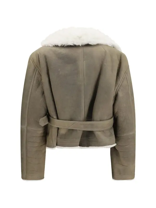 Rick Owens Cropped Suede And Shearling Flight Jacket - Green