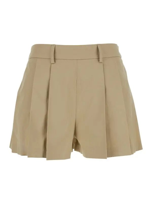 LEPLAIN Beige Shorts With Pleated Design In Tech Fabric