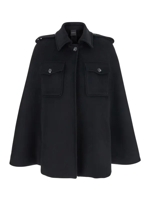 LEPLAIN Short Cape With Elegant Details In Tech Fabric