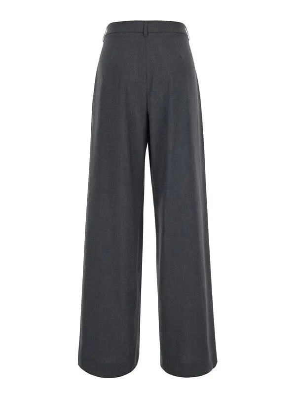 LEPLAIN Grey Pants With Front Pleats In Wool Blend For