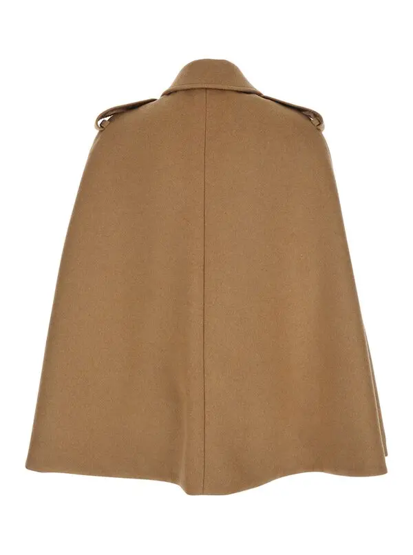 LEPLAIN Short Cape With Elegant Details In Tech Fabric Beige For