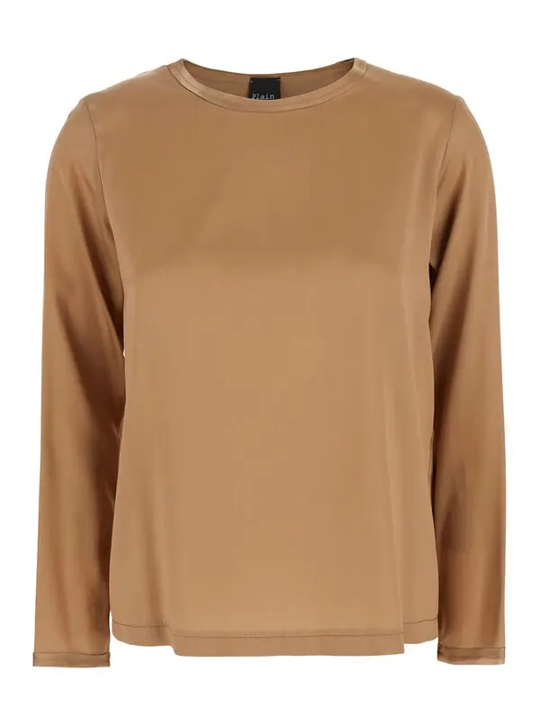 LEPLAIN Brown Silk Long Sleeve Blouse