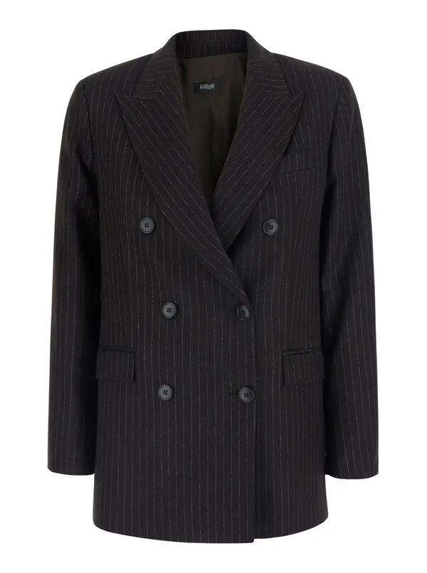 LEPLAIN Double-breasted Jacket With Peak Revers And All-over Pinstripe In Fabric For