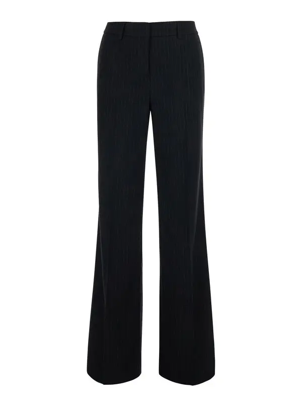 LEPLAIN Flared Pants With All-over Pinstripe Motif In Fabric For