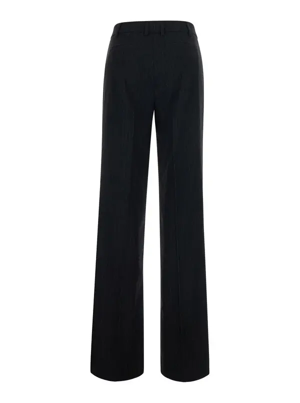 LEPLAIN Flared Pants With All-over Pinstripe Motif In Fabric For