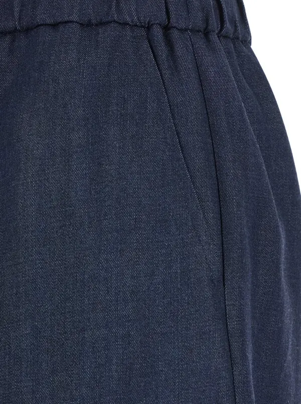 LEPLAIN Blue Shorts With Elastic Drawstring Waist In Tech Fabric