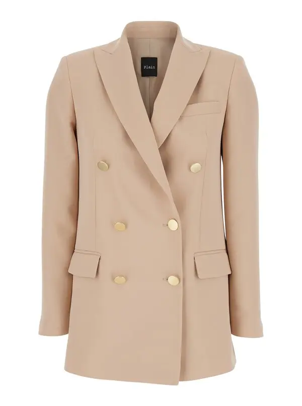 LEPLAIN Beige Double-breasted Jacket With Classic Lapels In Fabric - Cream