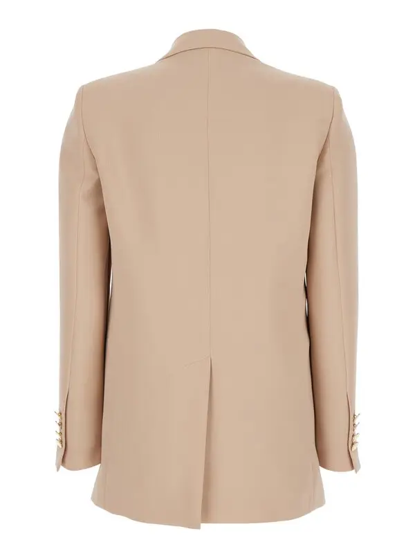 LEPLAIN Beige Double-breasted Jacket With Classic Lapels In Fabric