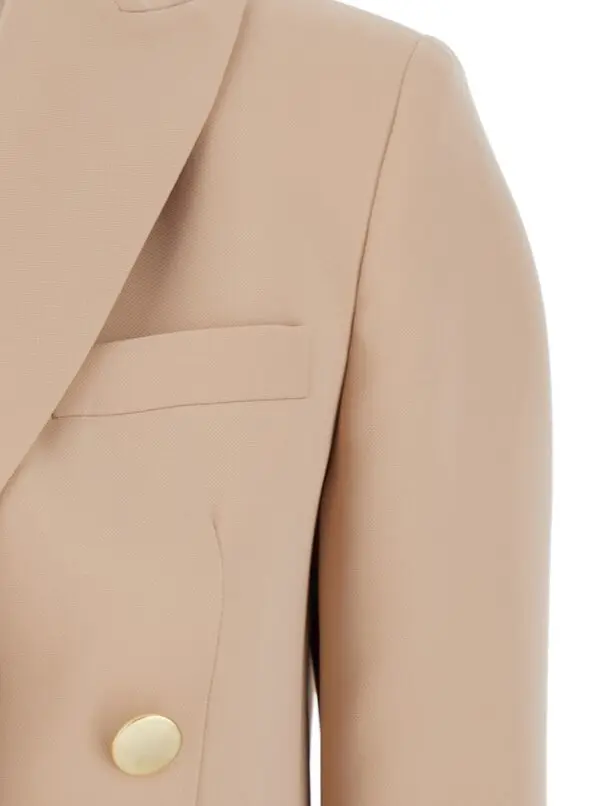 LEPLAIN Beige Double-breasted Jacket With Classic Lapels In Fabric