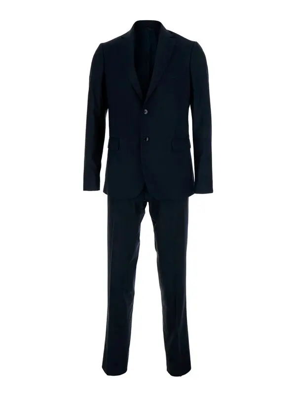 LEPLAIN Single-breasted Suit With Peak Revers And Pants Without Pleats Blue