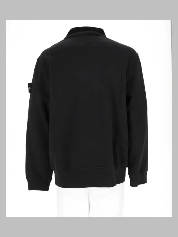 Stone Island Felpa Con Zip Corta E Patch Logo