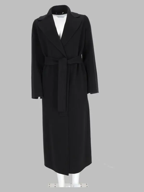 Max Mara Cappotto A Vestaglia In Drap Di Lana - Black