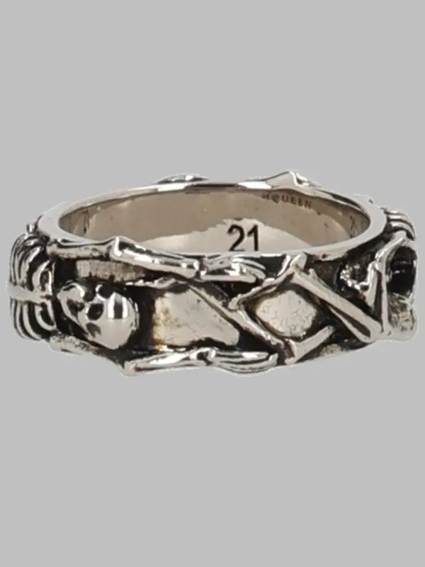 Alexander McQueen Anello Dancing Skeleton - Silver