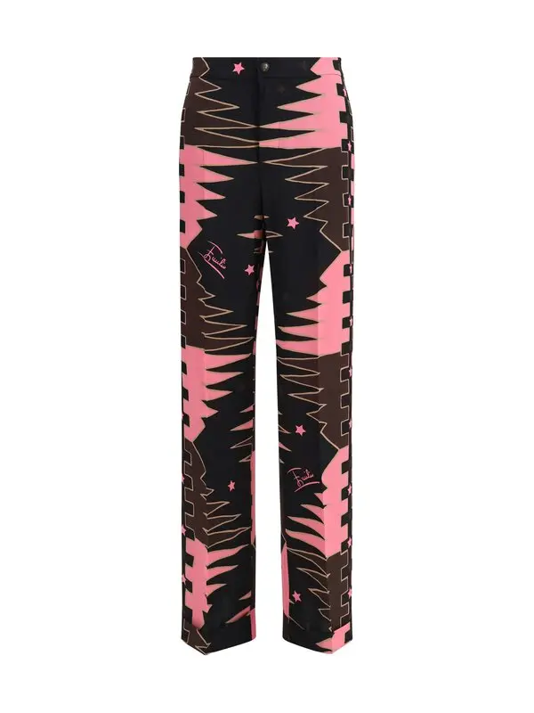 Emilio Pucci Crêpe De Chine Pants - Black Pink