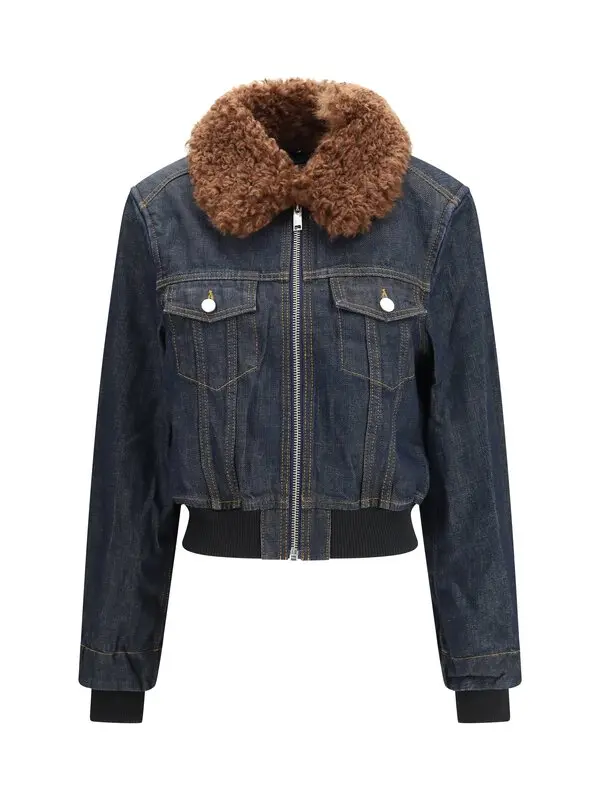 GANNI Denim Bomber Jacket - Blue