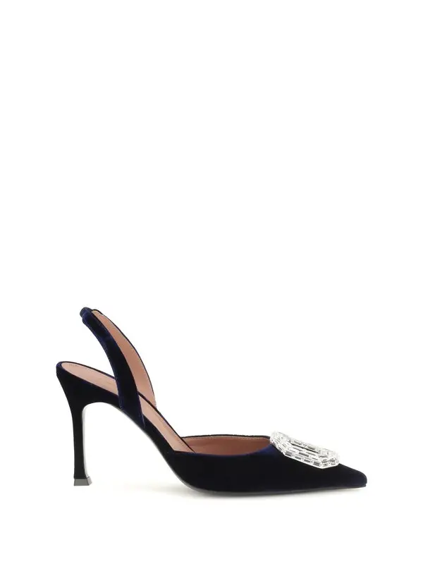 Amina Muaddi Camelia Velvet Slingback Pumps - Blue