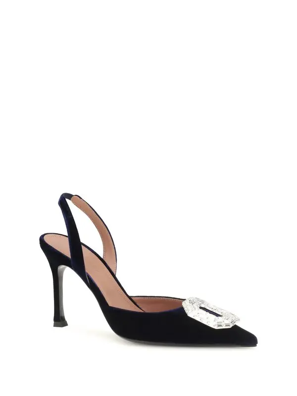Amina Muaddi Camelia Velvet Slingback Pumps