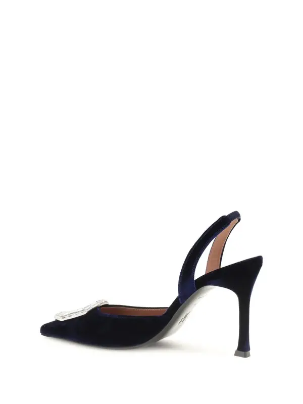 Amina Muaddi Camelia Velvet Slingback Pumps