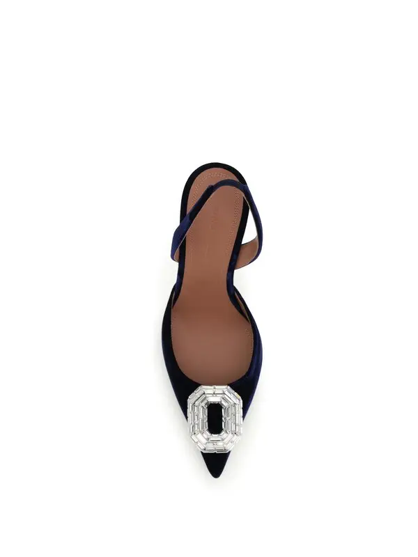 Amina Muaddi Camelia Velvet Slingback Pumps