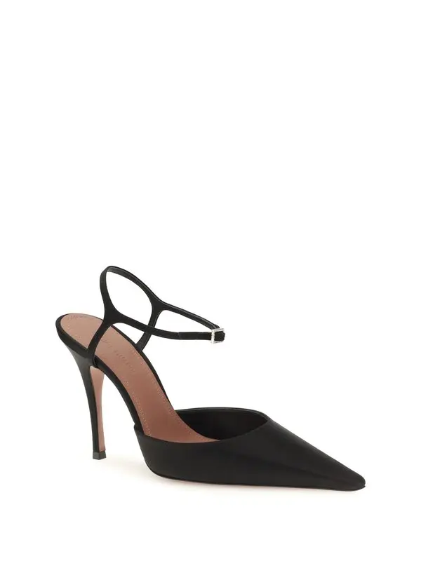 Amina Muaddi Carolyn Satin Slingback Pumps