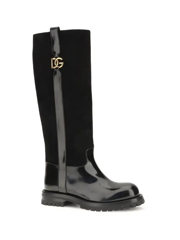 Dolce & Gabbana High Suede And Smooth Leather Boots