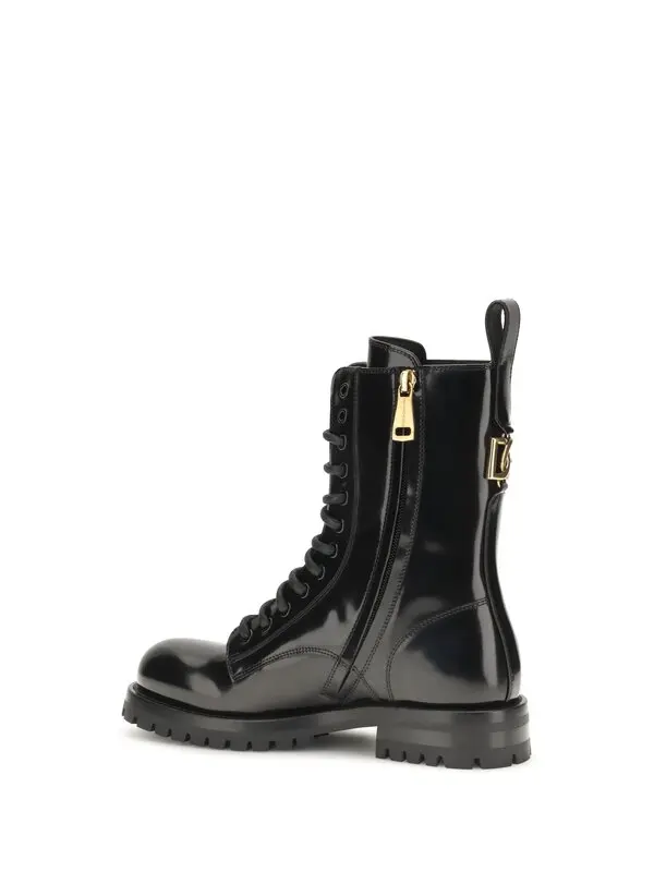 Dolce & Gabbana Leather Lace-up Booties