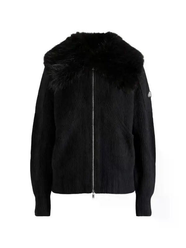 Moose Knuckles Faux-fur Collar Ribbed-knit Jacket