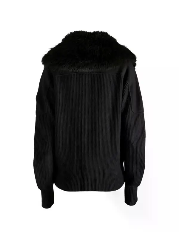 Moose Knuckles Faux-fur Collar Ribbed-knit Jacket